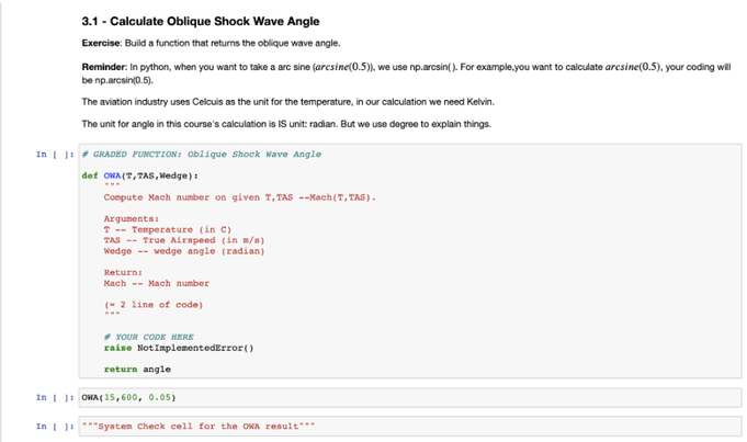 Solved 3.1 - Calculate Oblique Shock Wave Angle Exercise: | Chegg.com