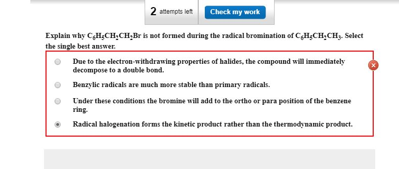 Solved 2 attempts left Check my work Explain why CH3CH2CH2Br | Chegg.com