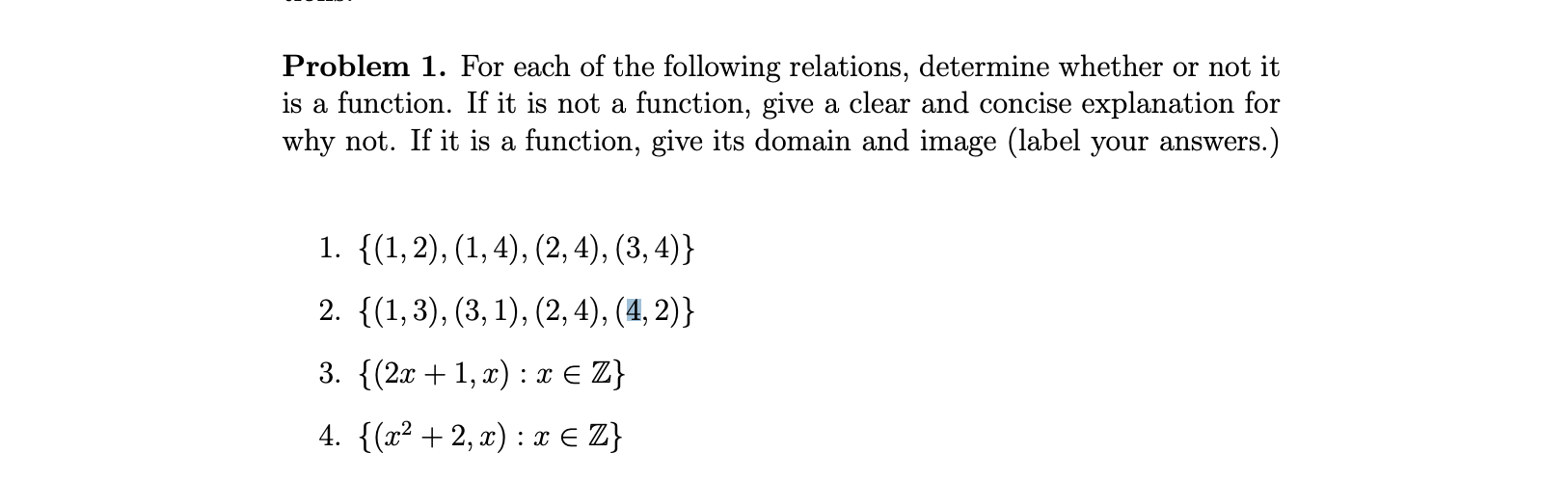 Solved Problem 1. ﻿For each of ﻿the following relations, | Chegg.com