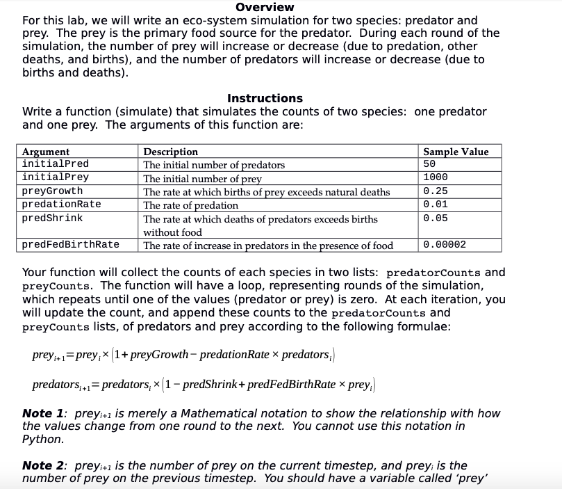 Solved Overview For this lab, we will write an eco-system | Chegg.com