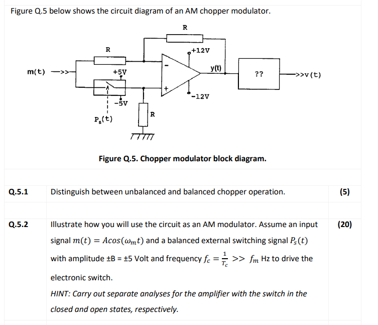 Solved Figure Q.5 below shows the circuit diagram of an AM | Chegg.com