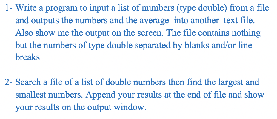 Solved 1- Write a program to input a list of numbers (type | Chegg.com