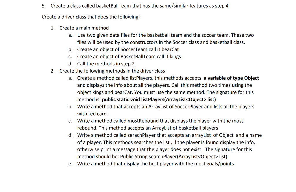 Solved Sport teams Objective: Practice inheritance, | Chegg.com