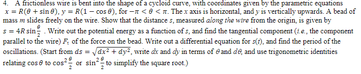 Solved 4. A frictionless wire is bent into the shape of a | Chegg.com