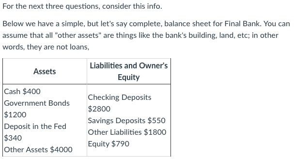 Solved Calculate this bank's (actual) reserves.Calculate the | Chegg.com