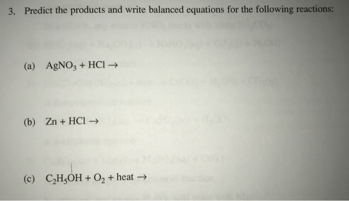 Solved 3. Predict the products and write balanced equations | Chegg.com