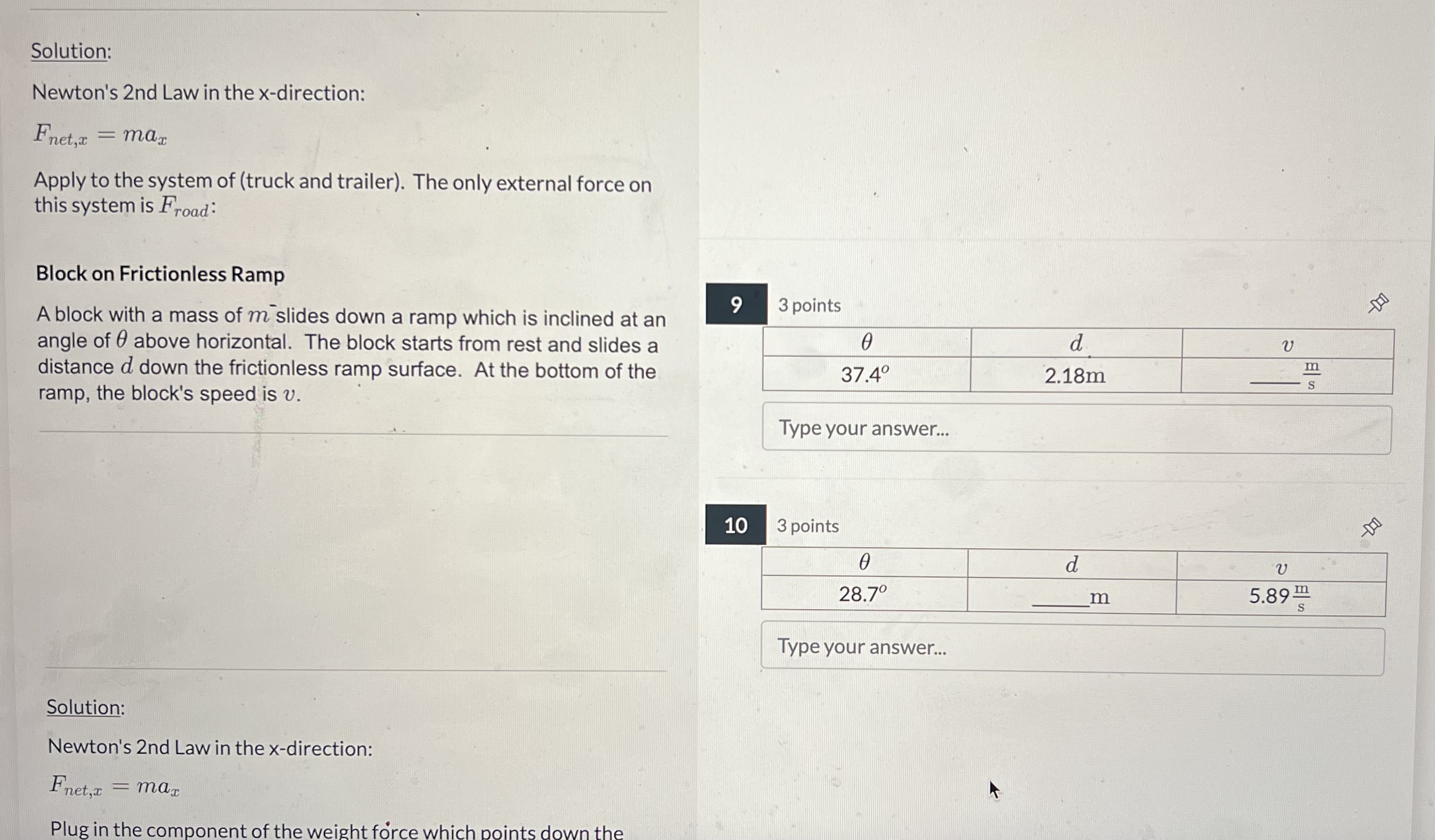Solved Solution: Newton's 2nd Law in the x-direction: | Chegg.com