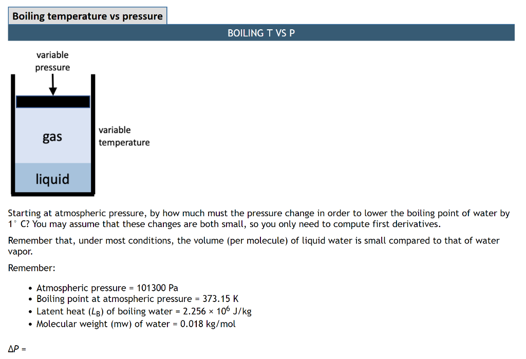 Solved Boiling temperature vs pressure BOILINGT VS P | Chegg.com