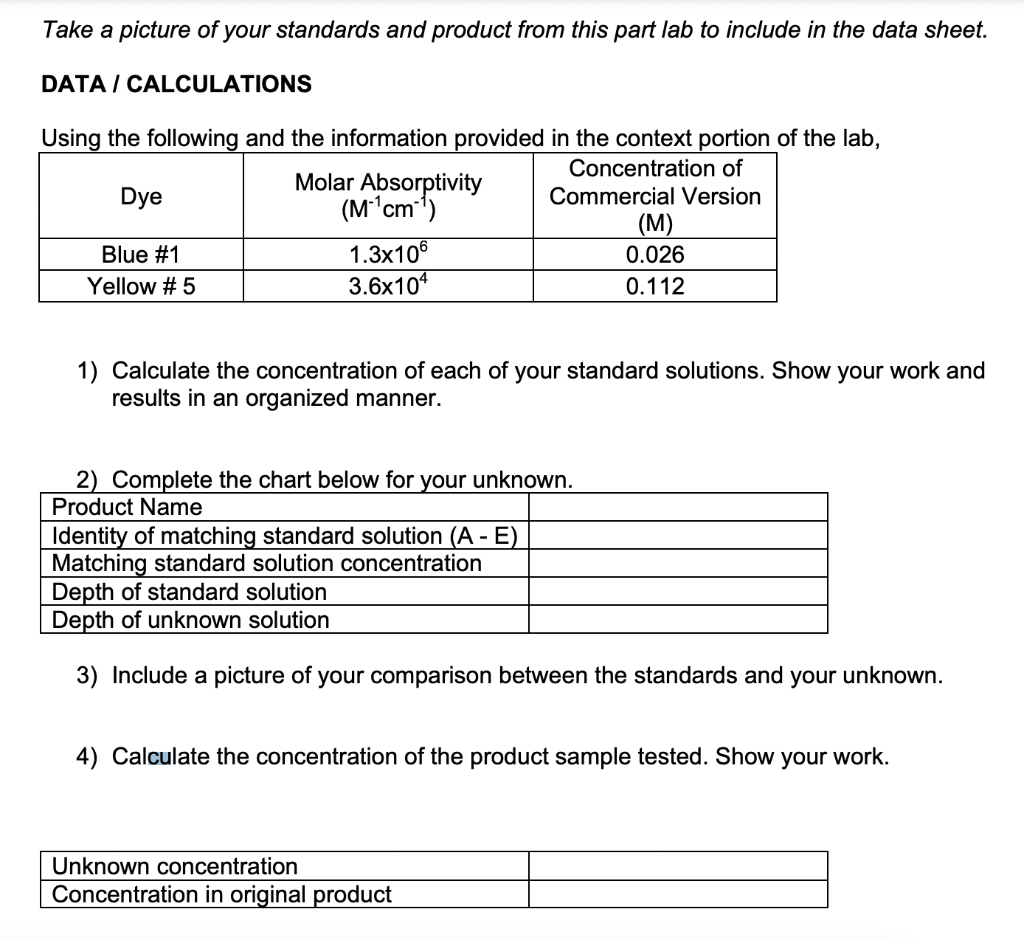 Take a picture of your standards and product from | Chegg.com