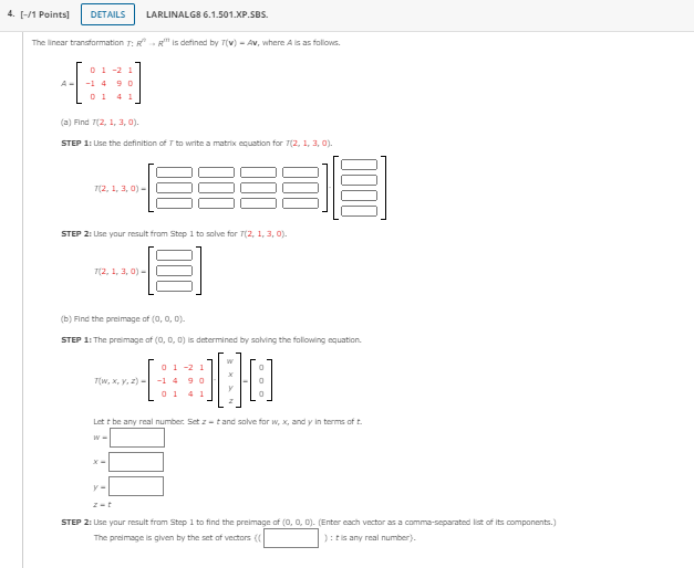 Solved 4. (-/1 Points] DETAILS LARLINALG8 6.1.501.XP.SBS. | Chegg.com
