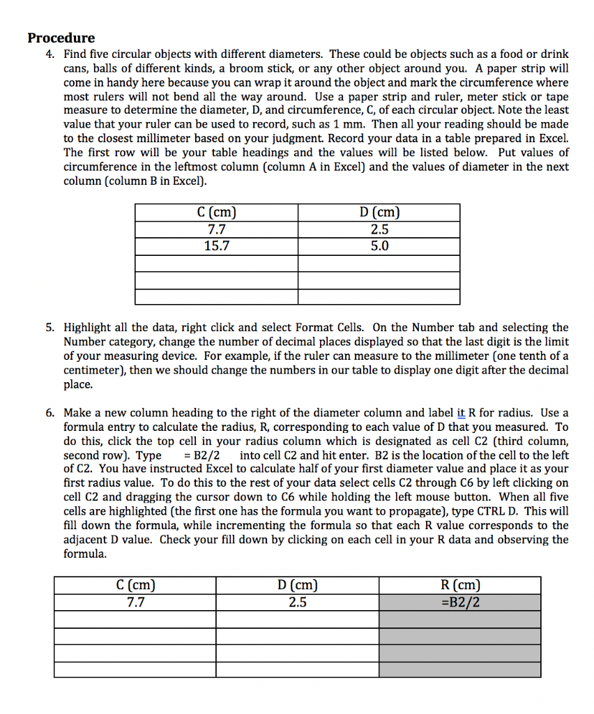 Solved Procedure 4. Find five circular objects with | Chegg.com