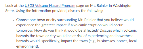 Solved Look at the USGS Volcano Hazard Program page on Mt. | Chegg.com