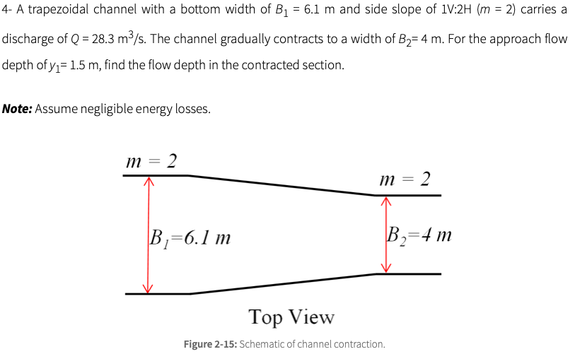 Solved 4- A trapezoidal channel with a bottom width of | Chegg.com
