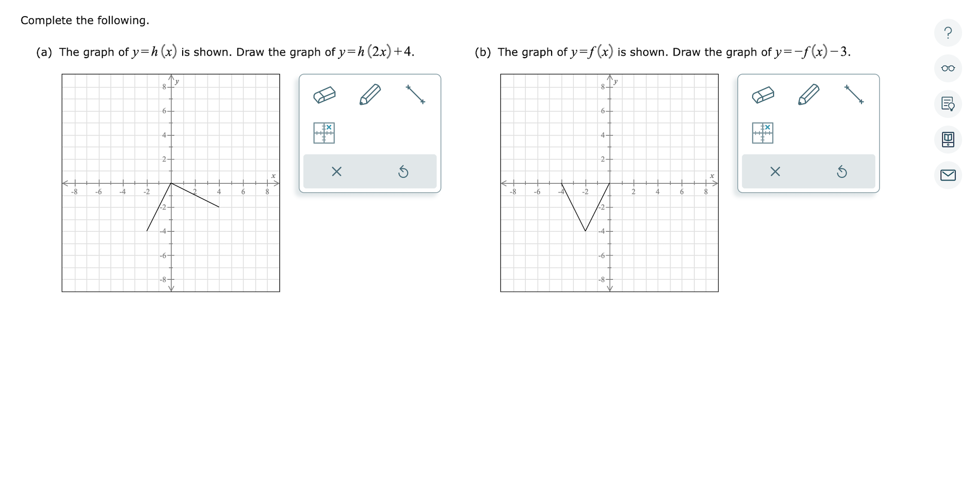 Solved (a) The graph of y=h(x) is shown. Draw the graph of | Chegg.com
