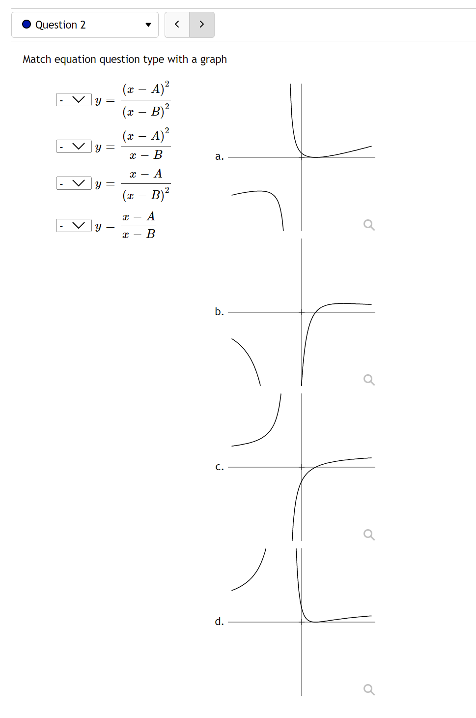 Solved Question 2 Match equation question type with a graph | Chegg.com