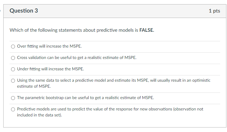 Solved Which of the following statements about predictive | Chegg.com