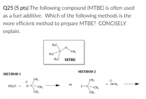 Solved Q25 (5 pts) The following compound (MTBE) is often | Chegg.com