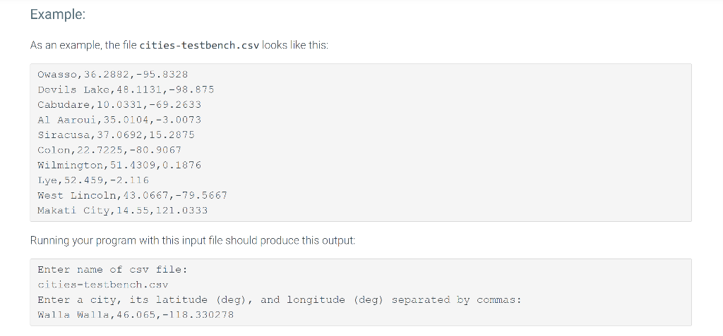 7.15 LAB: Great-Circle Distances between cities on | Chegg.com