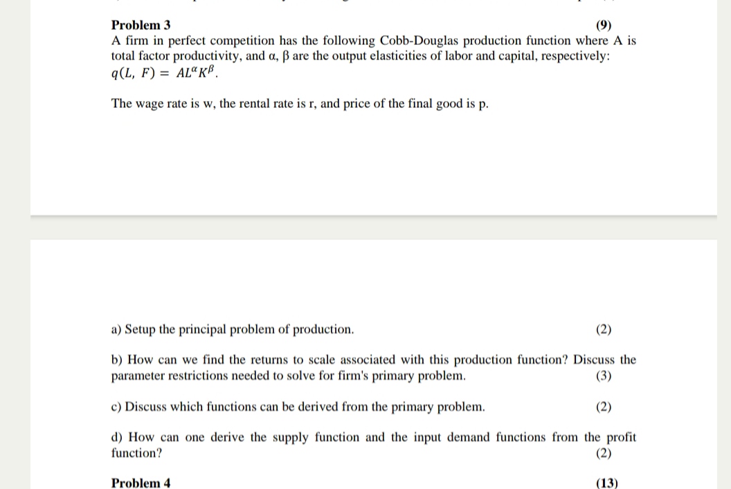 Solved Problem 3A firm in perfect competition has the | Chegg.com