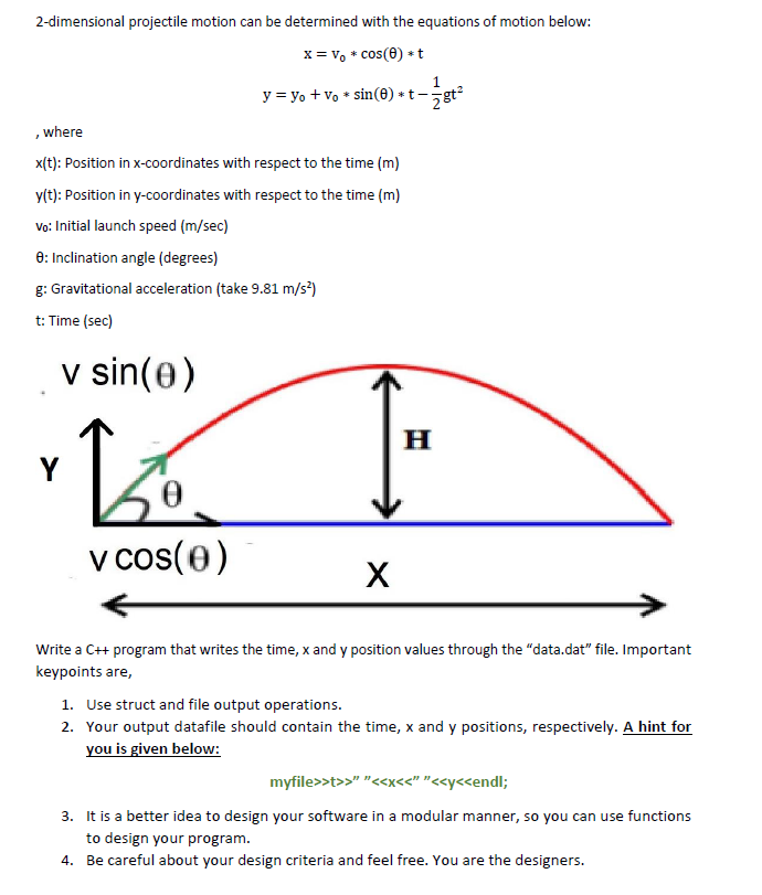 Solved 2-dimensional projectile motion can be determined | Chegg.com