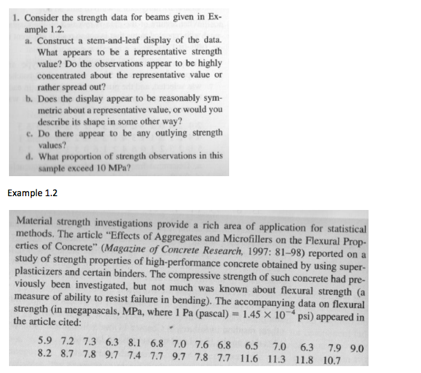 Solved 1. Consider the strength data for beams given in Ex- | Chegg.com