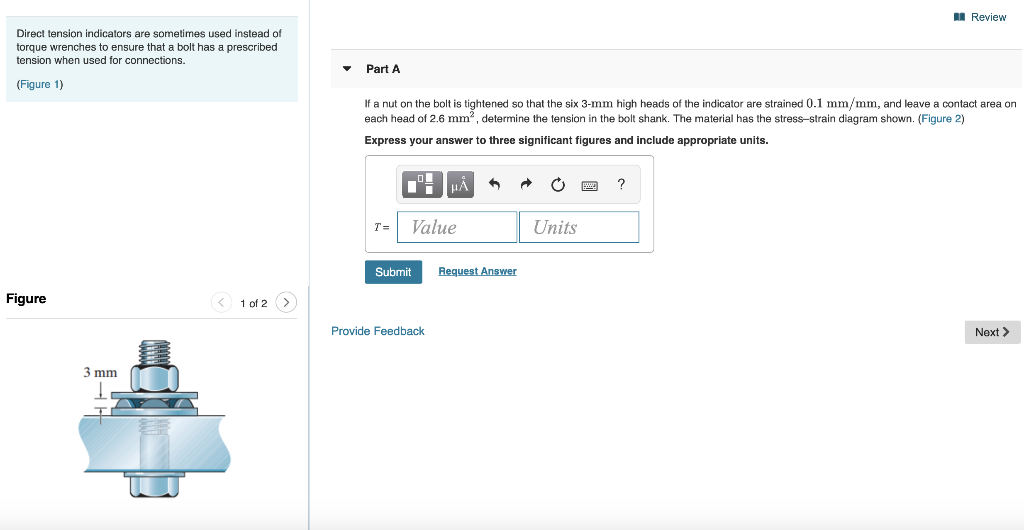 Solved a Review Direct tension indicators are sometimes used | Chegg.com