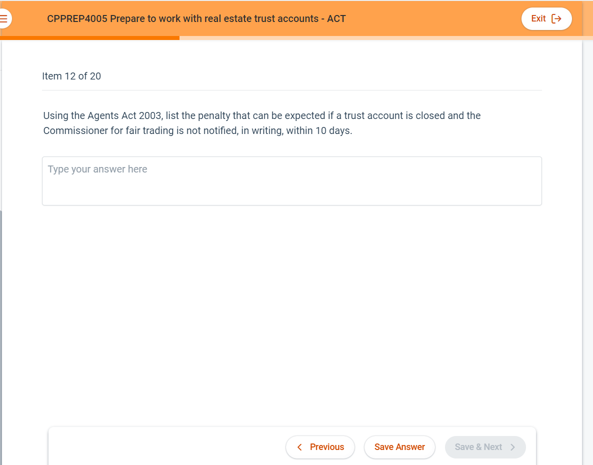 Solved CPPREP4005 Prepare to work with real estate trust | Chegg.com