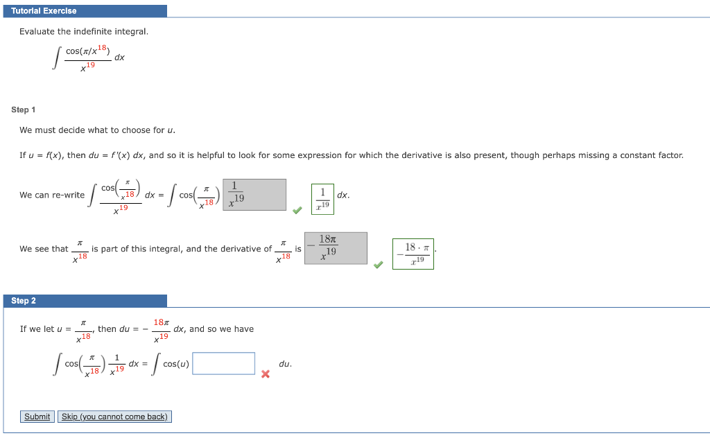 Solved Tutorial Exercise Evaluate the indefinite integral. | Chegg.com