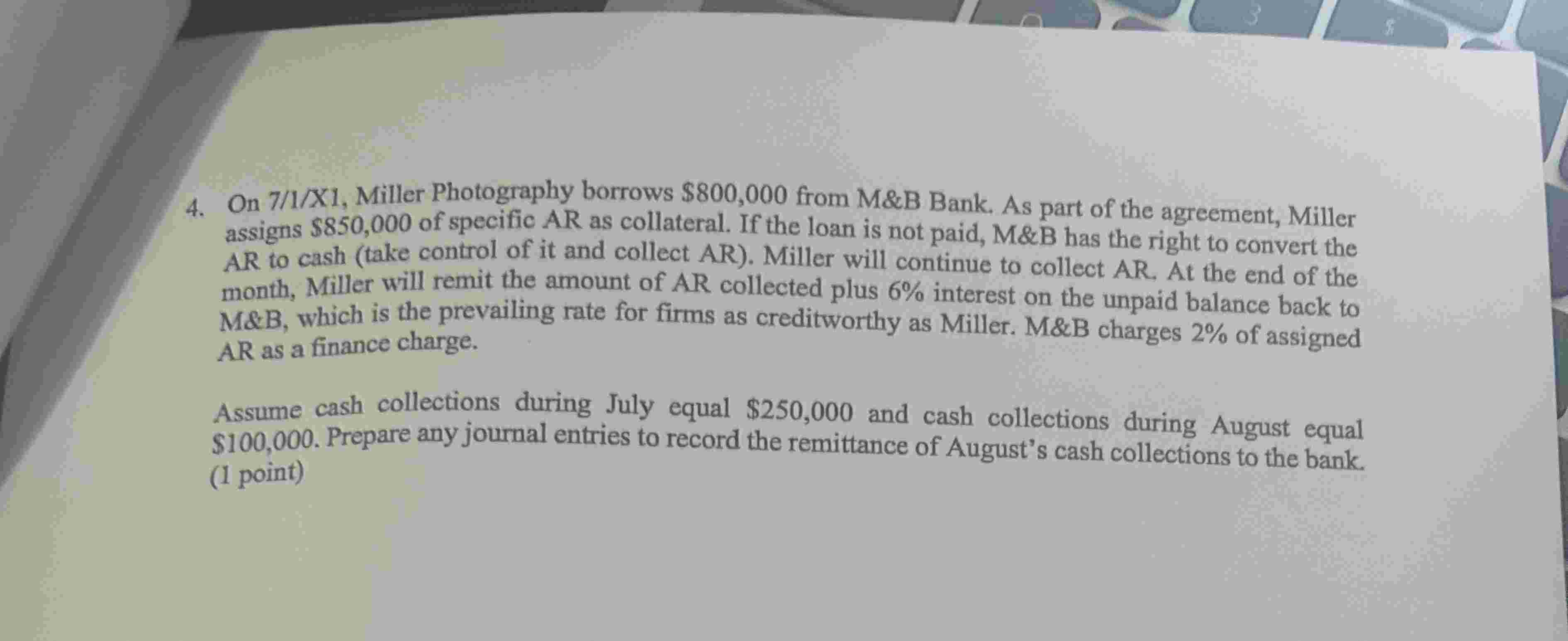Solved 4. ﻿On \( 7 / 1 / \mathrm{X} 1 \), ﻿Miller | Chegg.com