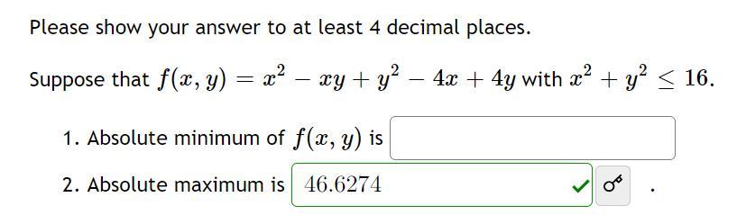 Solved Please show your answer to at least 4 decimal places. | Chegg.com