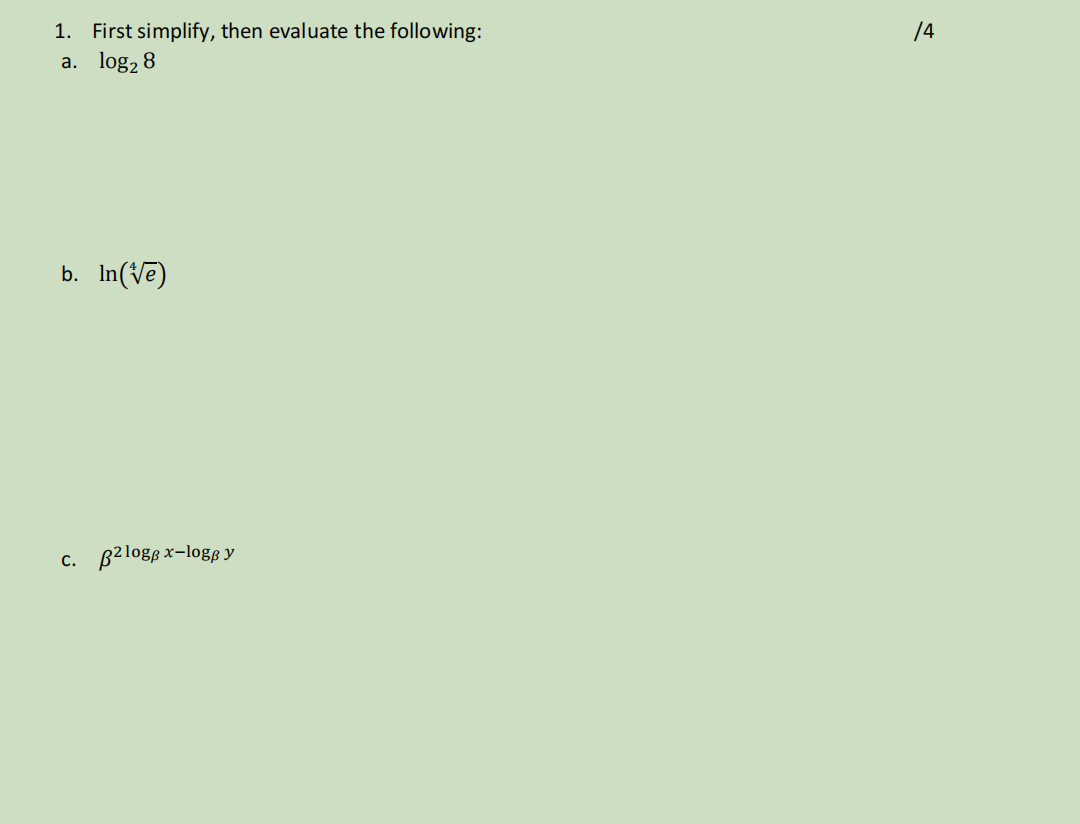 Solved 1. First simplify, then evaluate the following: a. | Chegg.com
