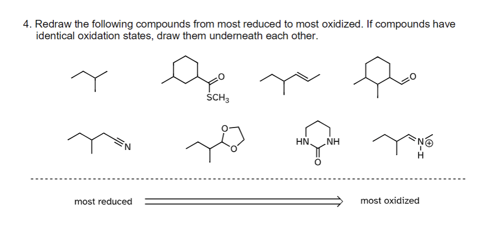 Solved Redraw the following compounds from most reduced to | Chegg.com