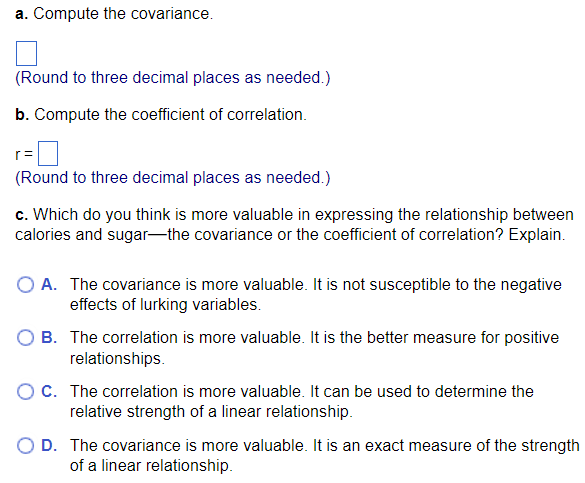Solved The following data represent the calories and sugar, | Chegg.com