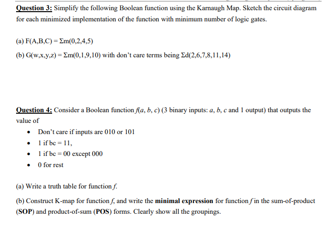 Solved Question 3: Simplify the following Boolean function | Chegg.com