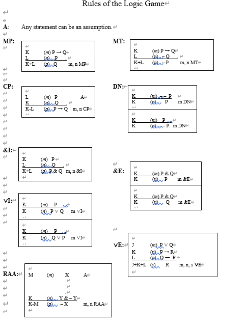 Using the rules of the Logic Game, deduce the stated | Chegg.com