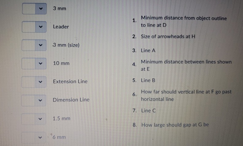 Minimum distance from object outline to line at D | Chegg.com