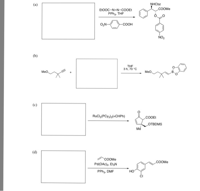 Solved NHCbz EtOOC-N=N-COOEt сооме PPh, THF O2N COOH NO2 THF | Chegg.com