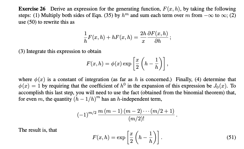Exercise 26 Derive an expression for the generating | Chegg.com
