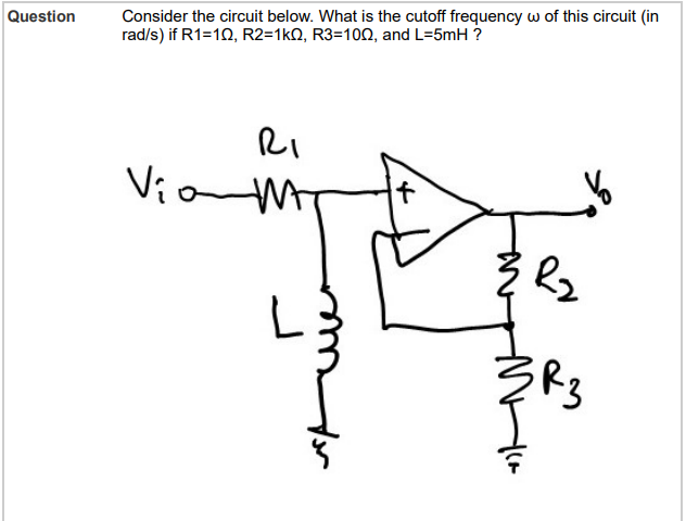 Solved Consider the circuit below. What is the cutoff | Chegg.com