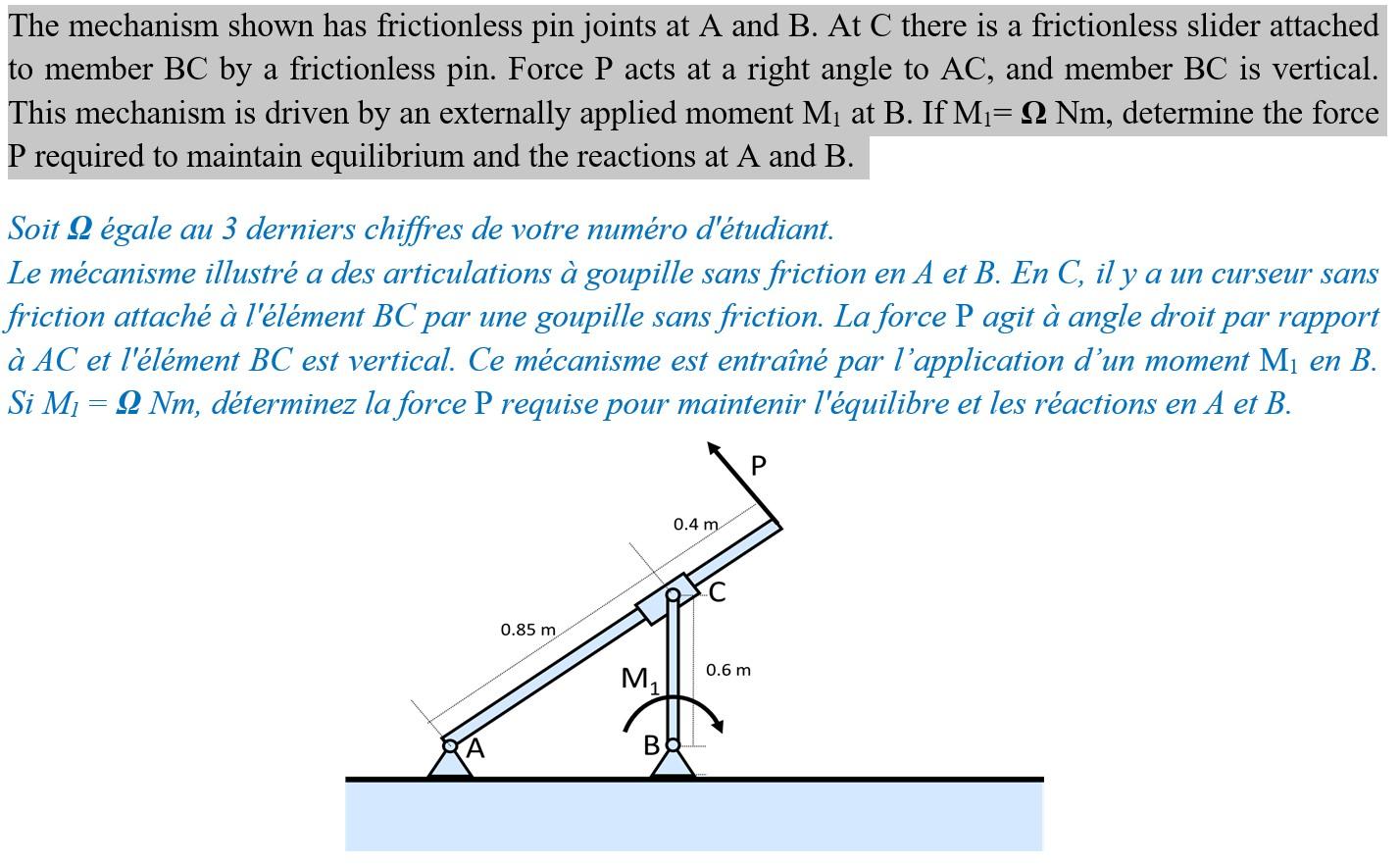 Solved a The mechanism shown has frictionless pin joints at | Chegg.com