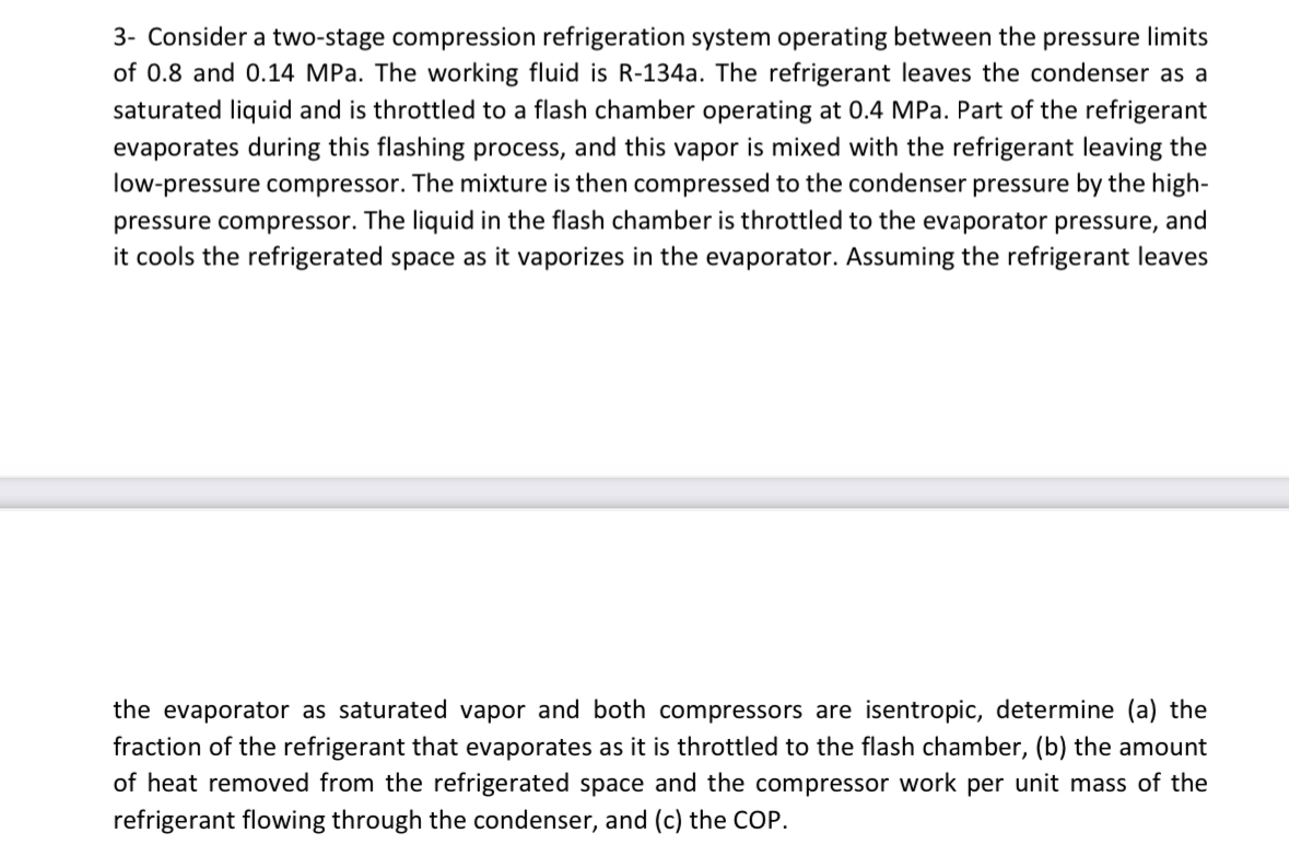 Solved 3- Consider a two-stage compression refrigeration | Chegg.com