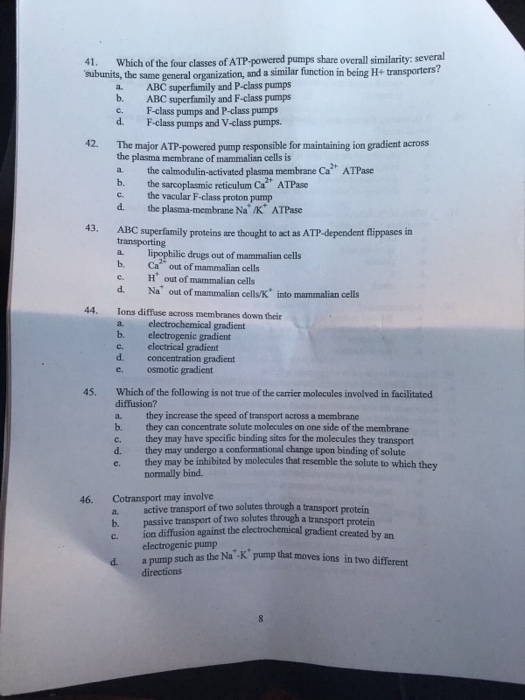 Solved Which of the four classes of ATP-powered pumps share | Chegg.com