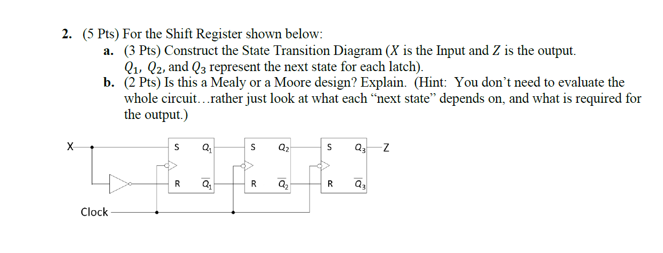 Solved 2. (5 Pts) For the Shift Register shown below: a. (3 | Chegg.com