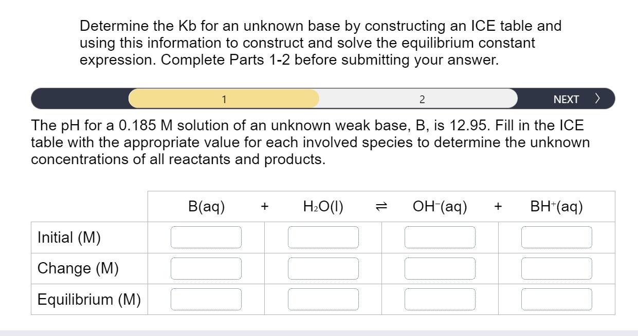 Solved Determine the Kb for an unknown base by constructing | Chegg.com