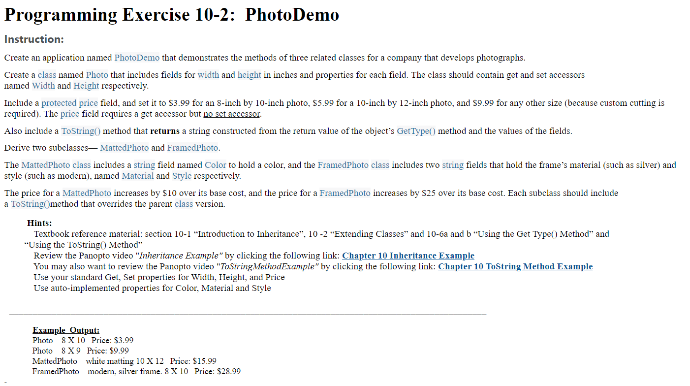 Solved Instruction Create An Application Named Photodemo