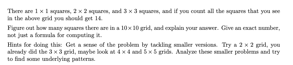Solved 8. A 3×3 grid has 14 squares in it:There are 1×1 | Chegg.com