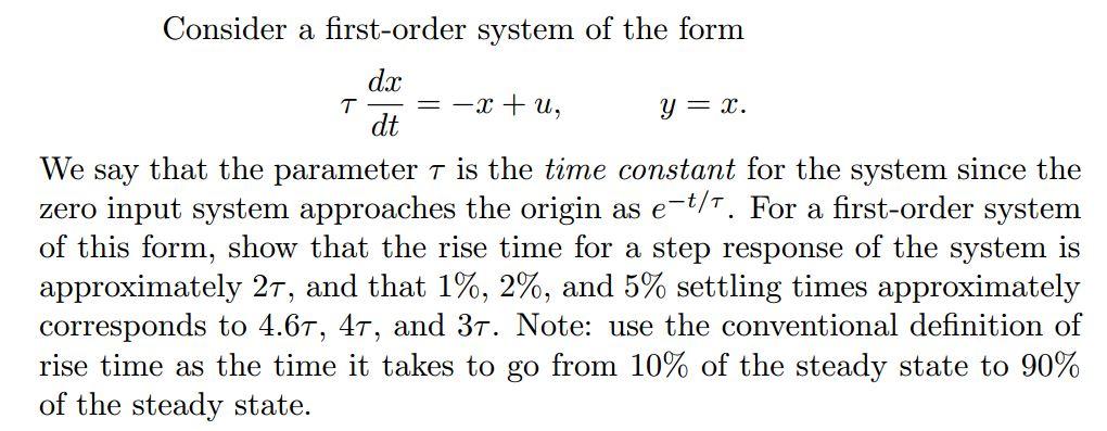 Solved Consider a first-order system of the form | Chegg.com