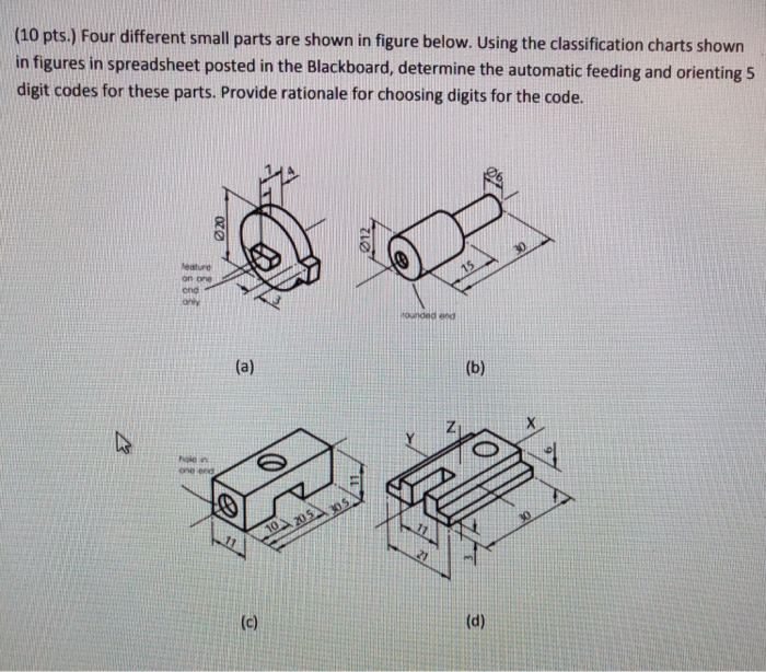 (10 pts.) Four different small parts are shown in | Chegg.com