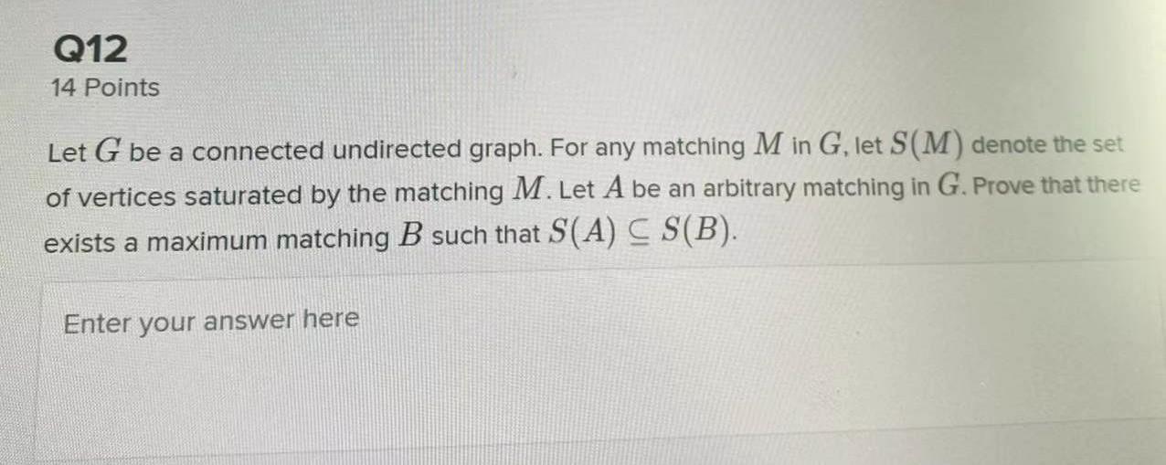Solved Q12 14 Points Let G be a connected undirected graph. | Chegg.com