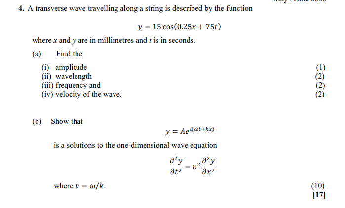 Solved 4. A transverse wave travelling along a string is | Chegg.com
